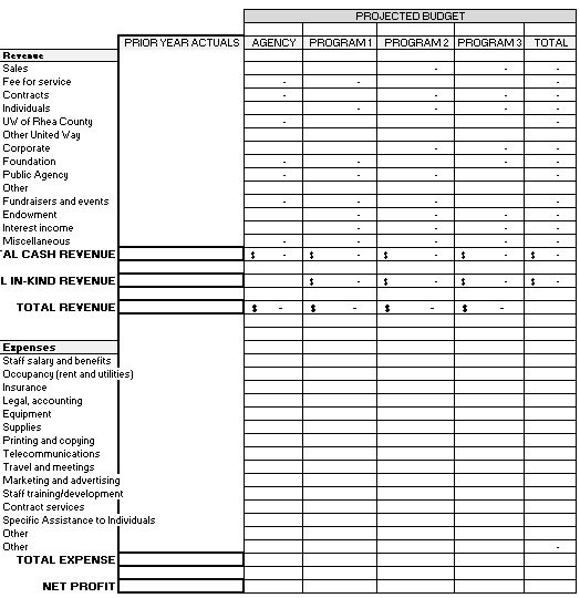 Nonprofit Budget Template Google Sheets